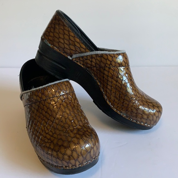 Sanita | Shoes | Sanita Brown Snakeskin Embossed Clogs 38 | Poshmark